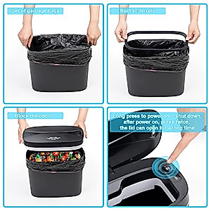 2023 Upgraded Bathroom Trash Can with Lid 3.5 Gal, Self-Sealing Auto Motion Sensor Touchless Trash Bin, Small Smart Slim Garbage Wastebasket for Toilet, Office, Rv, Bedroom, Livingroom (Black 3.1gal)