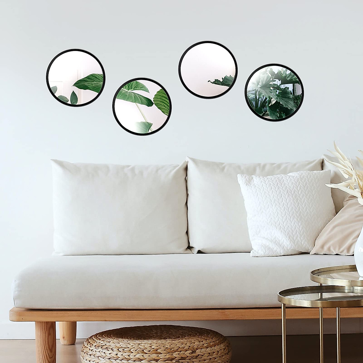 Yookeer Round Black Mirror Set of 4 Sticky Locker Mirror Self Adhesive Acrylic Mirror for Home Bathroom and Locker Accessories,6 Inches