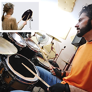 EASTROCK Practice Drum Pad, 12 Inches Double Sided Silent Drum Pad, Silicone Dumb Drum with Drumsticks and Storage Bag for Beginners, Black