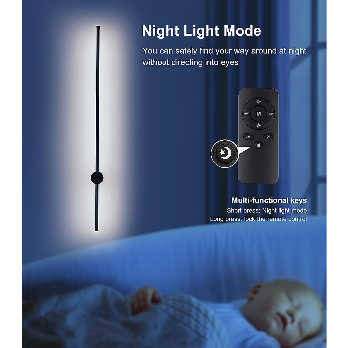 Battery Operated Wall Sconce Set of Two, USB Rechargeable LED Wall Lights with Remote Control, Dimmable Cordless Wall Lamp Indoor, 360° Rotation Reading Lamp for Living Room, Bedroom, Black, 24inch