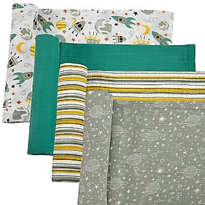Muslin Swaddle Blankets Babies, Very Soft and Breathable Essential Receiving wrap, Ideal Newborn swaddling Set, Best Shower Gift, 47 X 47 inches (Gimme Some Space (4 Pack))