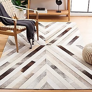 Safavieh Studio Leather Collection 5' x 8' Grey/Brown STL819F Handmade Modern Natural Hide Area Rug