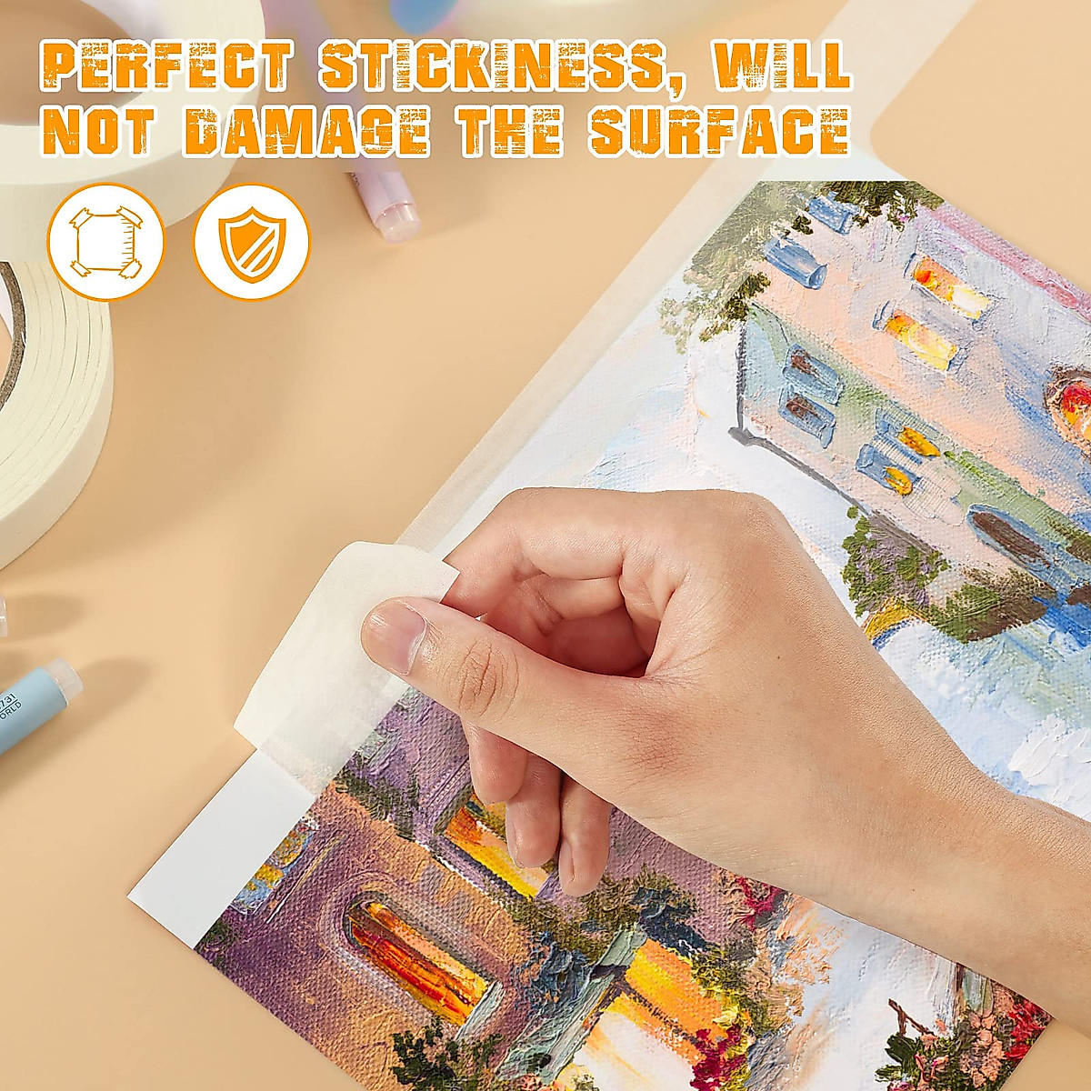 Masking Tape Bulk 1 Inch 20 Packs Drafting Painters Tapes White Beige, General purpose Masking Tapes for Painting, Labeling, Packing, Craft, Art, Home, Office, School, 1 Inch x 55 Yards x 20 Rolls