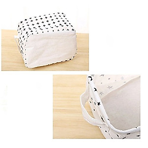 4 Pack Canvas Storage Basket Bins, Home Decor Organizers Bag for Adult Makeup, Baby Toys Liners, Books (4 pack, White & Black)