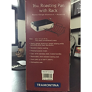 Tramontina 16-Inch Heavy Guaged Polished Aluminum Roasting Pan with Removable Rack