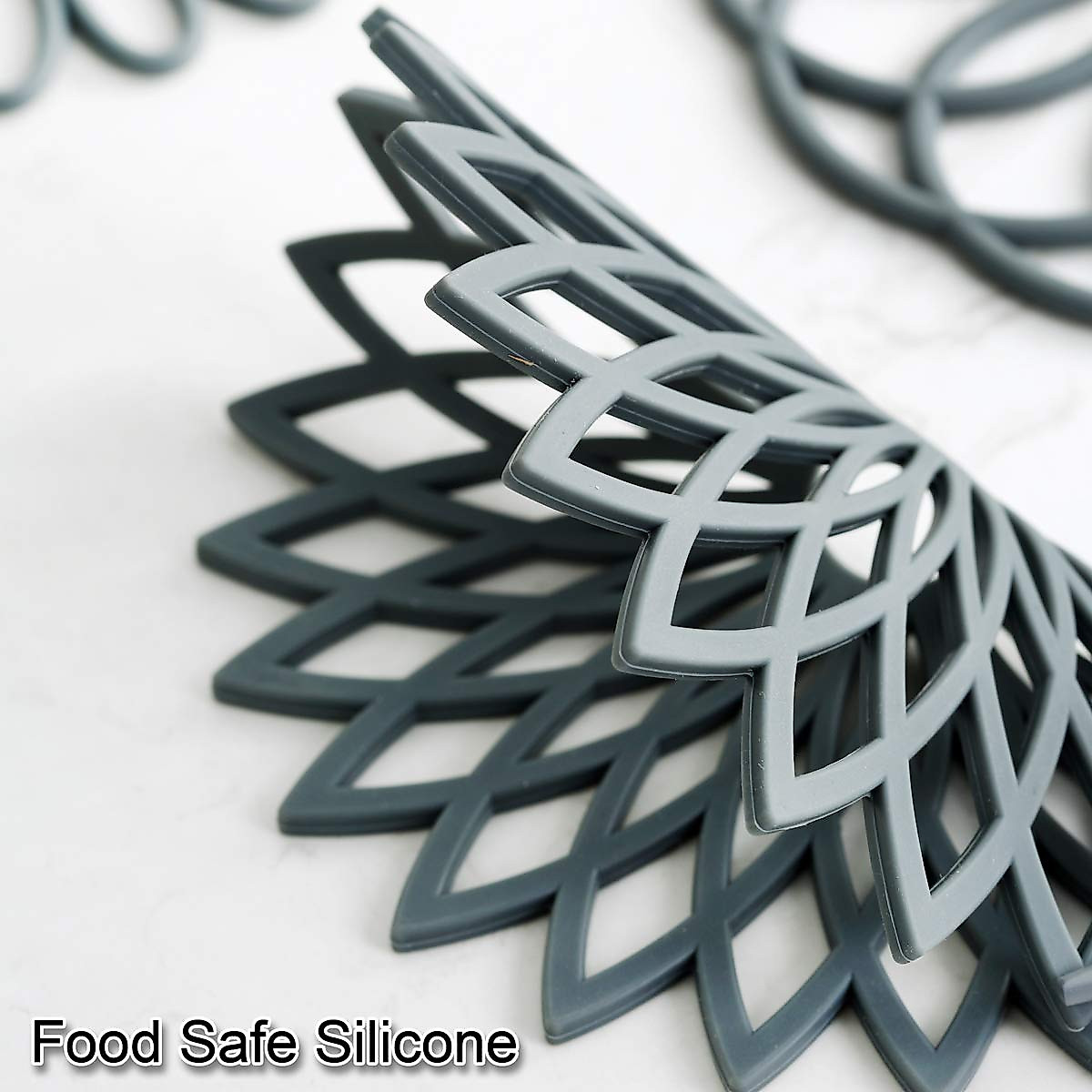 Set of 3 Silicone Trivet Mat - Hot Pot Holder Hot Pads for Table & Countertop - Trivet for Hot Dishes - Non-Slip & Heat Resistant Modern Kitchen Hot Pads for Pots & Pans, Pink