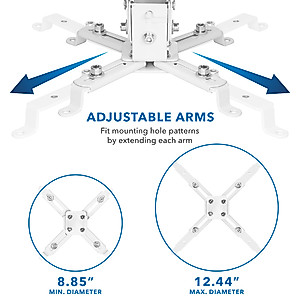 Mount-It! Wall or Ceiling Projector Mount with Universal LCD/DLP Mounting for Epson, Optoma, Benq, ViewSonic Projectors, 44lb Load Capacity, White