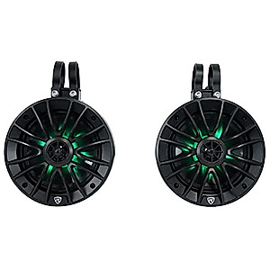 Rockville PT65BR 6.5" Powered Bluetooth LED Tower Speakers for ATV/UTV/RZR/Cart, Black