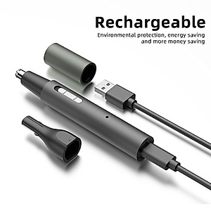 Nose Hair Trimmer and Eyebrow Trimmer, Rechargeable Professional Painless Eyebrow Razor for Ear Beard Hairline, 2 in 1 Metal Trimming Tool, Black