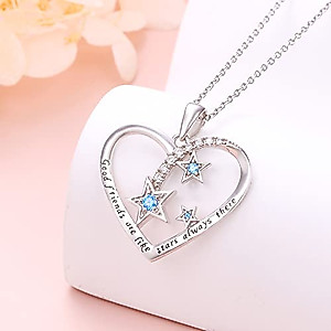 DAOCHONG S925 Sterling Silver Stars Best Friend Friendship BFF Heart Jewelry Pendant Necklace