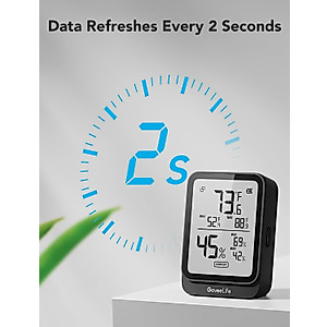 GoveeLife Hygrometer Thermometer H5104 2Pack, Bluetooth Room Temperature Monitor with APP Alert and 2 Years Date Storage Export, Remote LCD Digital Hygrometer Indoor Humidity Meter, Greenhouse