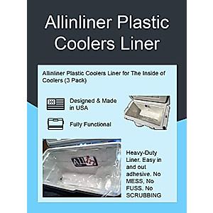 Plastic Cooler Liner – Disposable Cooler Liner – Grizzly Plastic Cooler Liner 3 Pack – BPA Free Cooler Insert Liner for Fishing, Camping, BBQ – 60 Qt. Ice Chest Liner by Allinliner