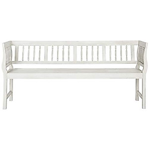 Safavieh PAT6732C Outdoor Collection Brentwood Bench, Antique/White