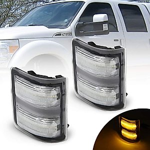 Led Side Mirror Marker Lamp For Ford F250 F350 F450 F550 2008 2009 2010 2011 2012 2013 2014 2015 2016 Super Duty Switchback White Led Driving Parking Light Amber Led Turn Signal Light Smoke Lens