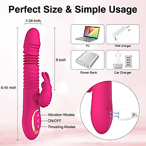 Rabbit Vibrator Dildo for Women Vaginal Health,Realistic Dildo G Spot Vaginal with 5 Thrusting 10 Vibration Realistic Anal Vibrating Clitoral Clit G Stimulation, Heated Adult Sex Toys…