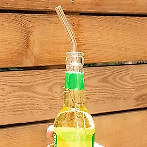 Halm Glass Straws - 6 Long 12 inch Bent Reusable Drinking Straws + Plastic-Free Cleaning Brush - Perfect for Bottles - 30 cm Made in Germany - Dishwasher Safe - Eco-Friendly