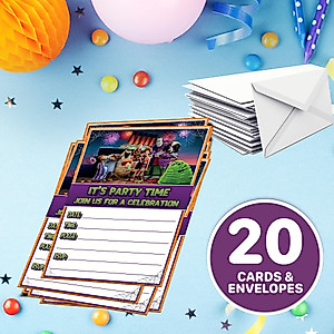 Set of 20 Hotel Transylvania -Themed Happy Birthday Invitation Cards & Envelopes - Lightweight (240g), Postcard Style Invites for the Perfect Party Pack