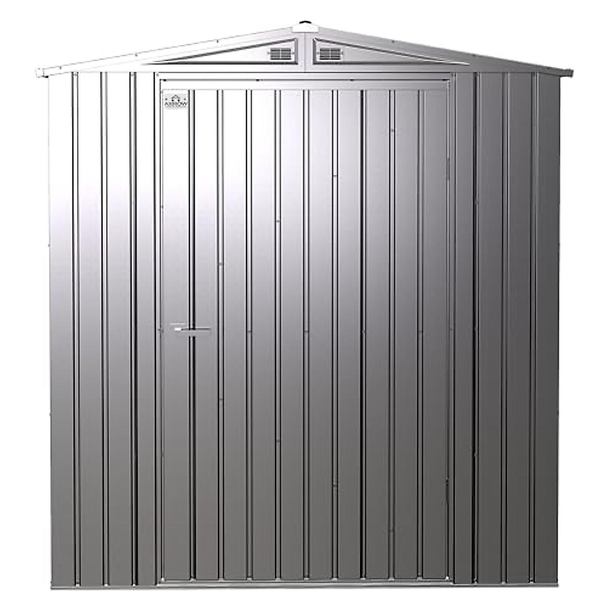 Arrow Shed Elite 6' x 6' Outdoor Lockable Gable Roof Steel Storage Shed Building, Silver