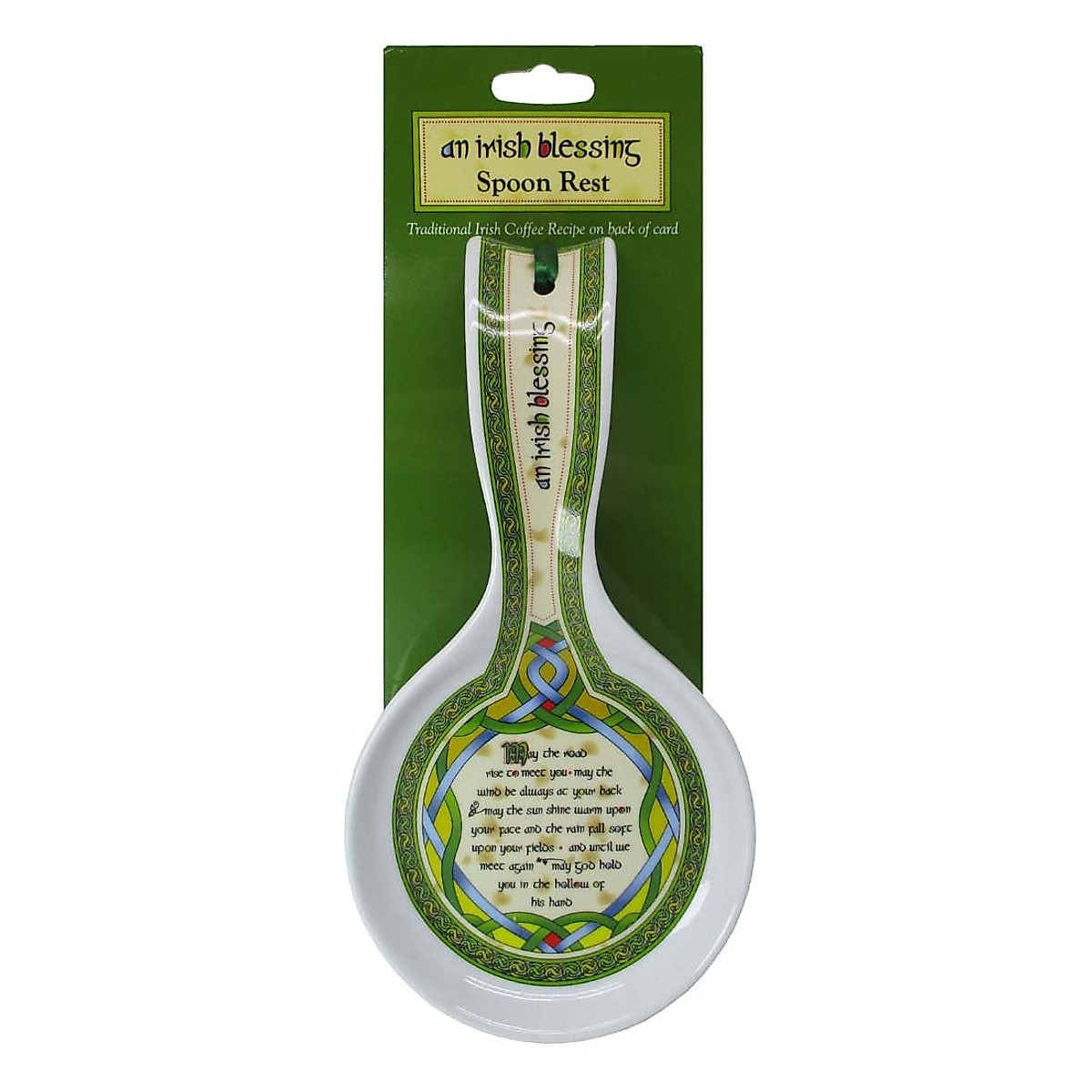 New Bone China Spoon Rest With Irish Blessing And Celtic Design, 22Cm