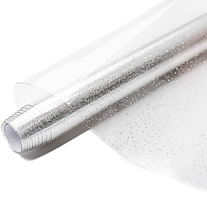 Missouri Star Glitter Vinyl Roll 16” x 54” - Sewable Plastic Fabric for Making Tote Bags, Purses, and Craft Projects - Clear Glitter PVC Vinyl