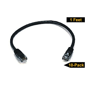 iMBAPrice 15' Cat5e Network Ethernet Patch Cable, 10 Pack, Black (IMBA-CAT5-15BK-10PK)