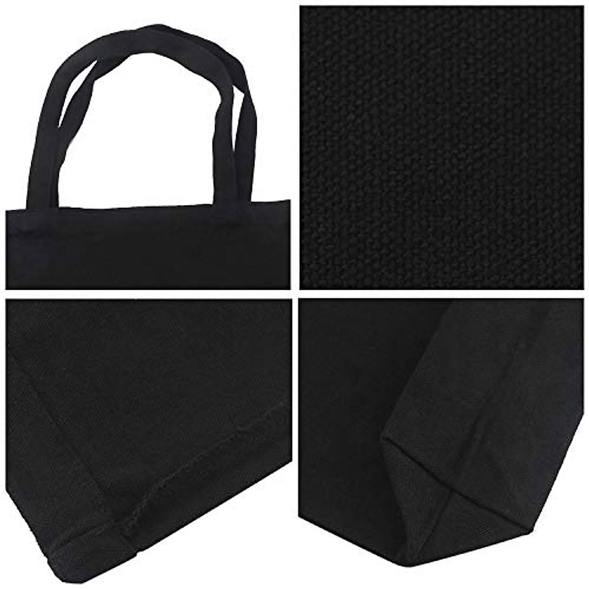Segarty Blank Canvas Tote Bags, 3 Pack 16.5 x 13.4 Inches 12Oz Natural Reusable Grocery Shopping Bags Bulk, Plain Bag to Decorate Crafts DIY, Large Black Canvas Bag for Women Beach Travel