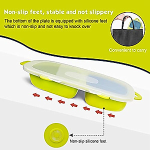 Kids Divided Plate, 3 PCS(Plate with Lid and Inner Dish), Toddler Dishes Tableware, Dishwasher-Safe for Baby Feeding Dinner Plate (Lemon)