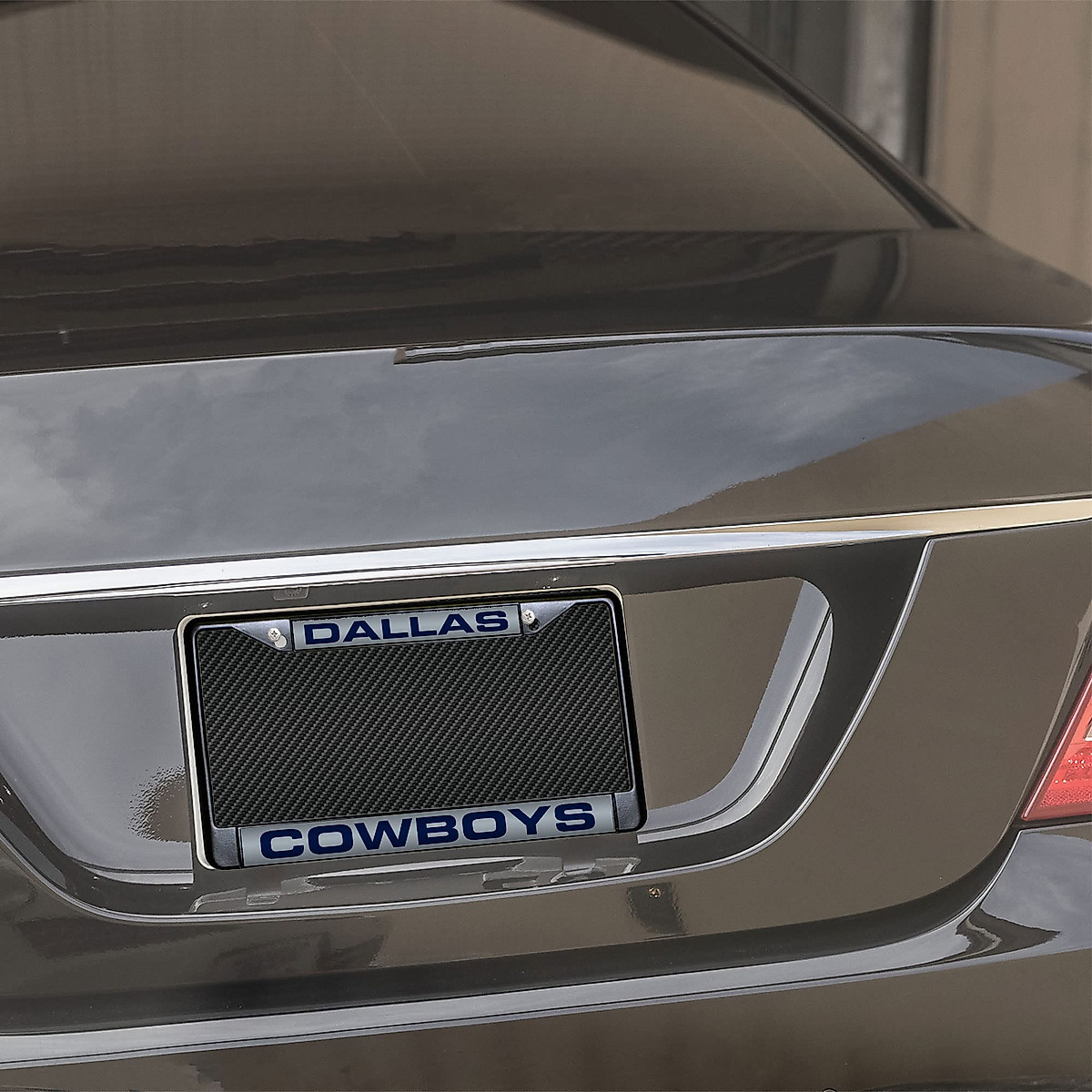 Rico Industries NFL Dallas Cowboys Black Black Laser Cut Chrome Frame 12" x 6" 12" x 6" Black Laser Cut Chrome Frame - Car/Truck/SUV Automobile Accessory