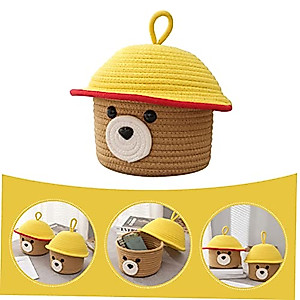 TOYANDONA Bear Storage Basket Clothes Bins Storage for Closet Toy Baskets Wicker Storage Basket Baby Laundry Basket Baskets Empty Wicker Laundry Baskets Cotton Rope Sundries Basket Mini