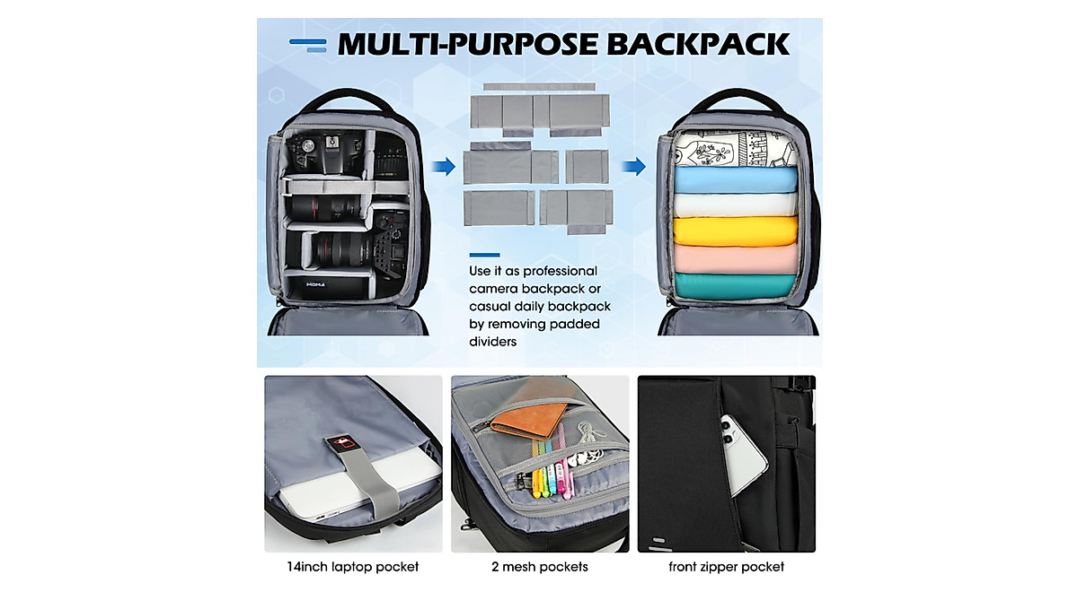 Lubardy Professional Camera Backpack - Waterproof & Versatile