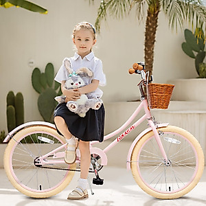 ACEGER Girls Bike with Basket, Kids Bicycle for 3-13 Years, Included Coaster Brake & Caliper Brake, 14 16 18 Inch with Training Wheels, 20 Inch with Kickstand but no Training Wheels
