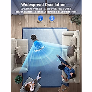 KopBeau Tower Fan for Bedroom, 42 Inch Oscillating Cooling Fans with Remote, Quiet Bladeless Floor Powerful Fan, 3 Modes, Buit-in 7Hrs Timer and LED Display, Standing Fans for Home Office, Black