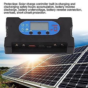 Solar Panel Controller, Fast Charging, Solar Panel Charger with Dual USB Type C, DC Fast Charging, Solar Charge Discharge Controller, Wiring Use (80A)