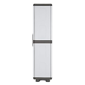 Homeplast Myrto Plastic 2 Door Weatherproof Indoor Outdoor Shoe Footwear Rack for Balconies, Hallways, and Bathrooms, Holds 40 Pairs, Gray/Anthracite