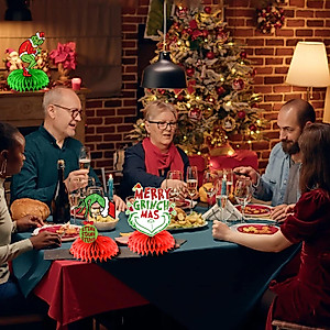 Green Christmas Party Decorations, 8pcs Green Honeycomb Centerpieces, Green Table Decorations,3D Double Side Centerpiece for Christmas Holiday