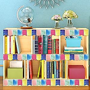 Watercolor Pennants Bulletin Board Border Die-Cut Scalloped Border Trim for Classroom 52ft One Roll