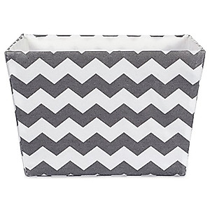 DII Hardsided Polyester Trapezoid Storage Bin, Chevron, Gray, Small