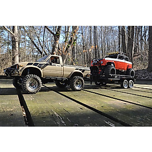 RC Trailer Metal 1/10 Scale Trailer Kit, for RC Crawler axial SCX10 D90 Wrangler TRX6 TRX4 Redcat GEN8 RGT 86100 SMT CFX CC01 CC02 LC80 trx4 Upgrades (RC Trailer Kit and Elastic Kinetic Winch Strap)