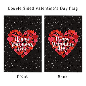 Happy Valentine's Day Flag Red Heart Burlap Garden Flag for Wedding Anniversary Proposal Engagement Patio Lawn Home House Decoration Party 12x18 inch