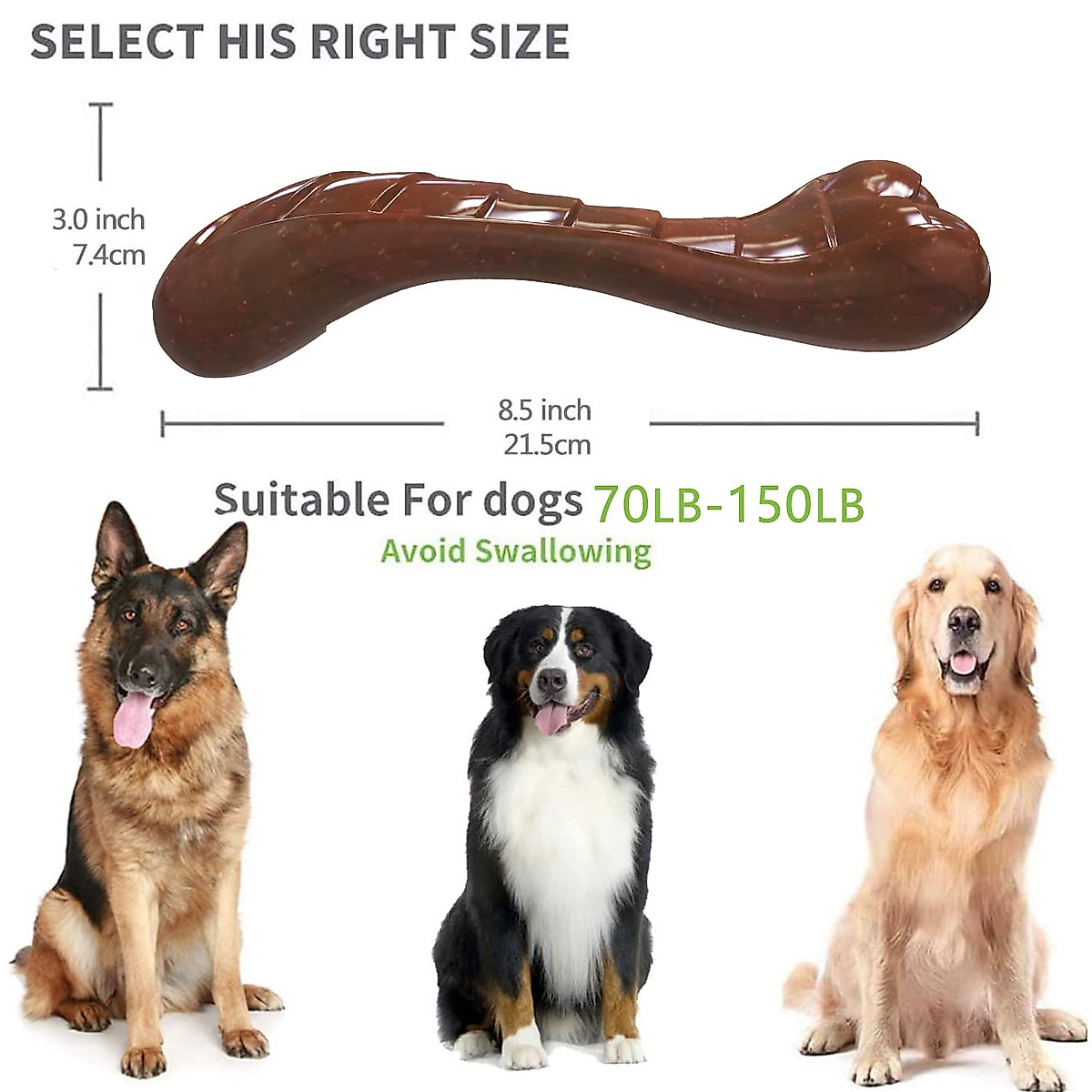 Dog Toys for Aggressive Chewers, Indestructible Durable Dog Chew Toys, Non-Toxic Food Grade Nylon Dog Bone Toy Reduces Boredom, Tested by Labrador, Golden Retriever, More Small Medium and Large Breed