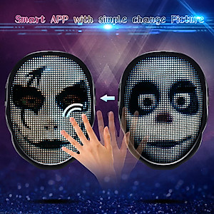 brookhaus LED Light Up Mask for Women Men,Halloween LED Face Mask with App Bluetooth Programmable for Costume&Cosplay Party