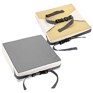 Sumnacon 2Pcs Chair Increasing Cushions - Baby Toddler Kids Infant Portable Dismountable Adjustable Highchair Booster Cushion Washable Thick Chair Seat Pads Buckle Straps, Grey + Beige