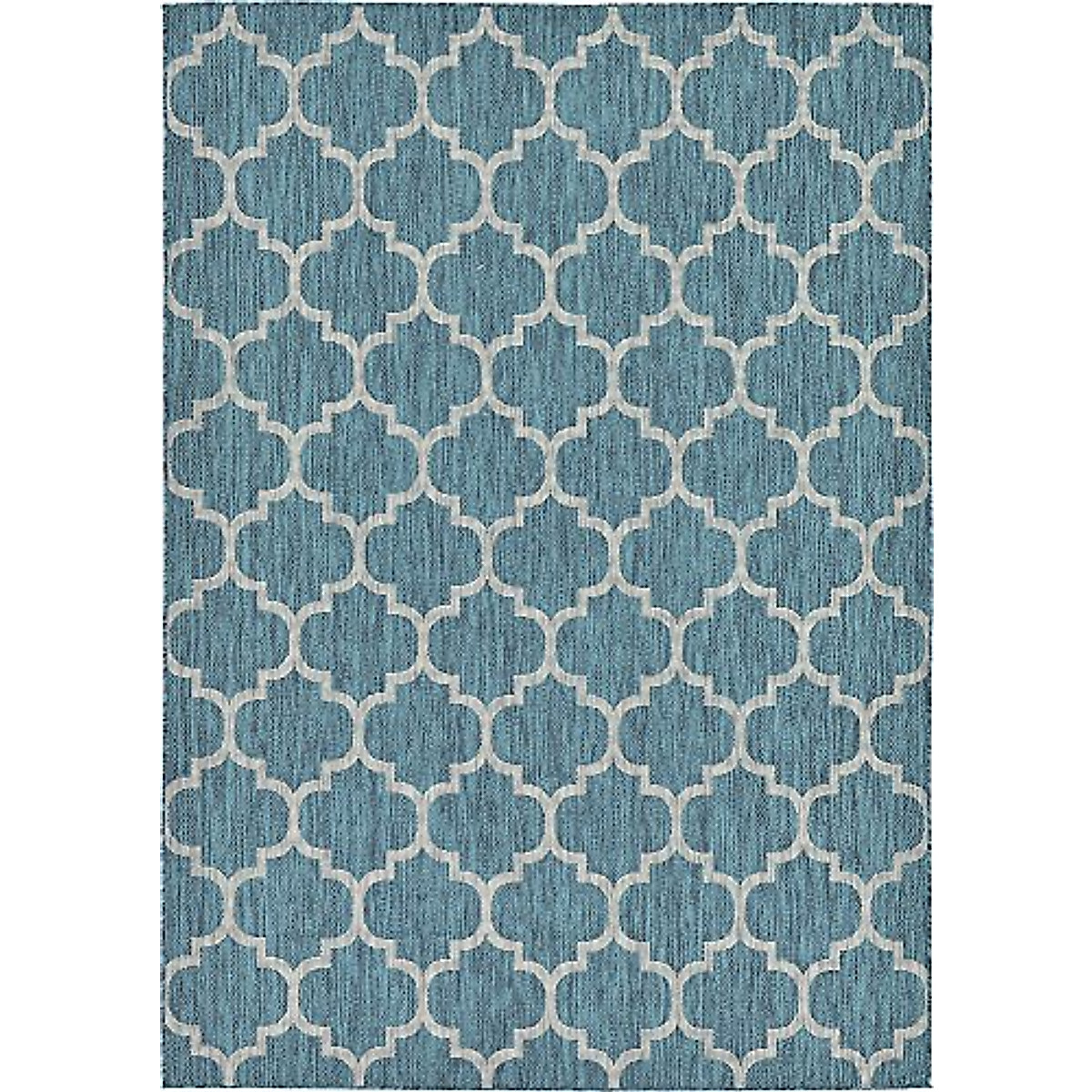 Unique Loom Outdoor Trellis Collection Area Rug (7' 1" x 10' Rectangle, Teal/ Gray)