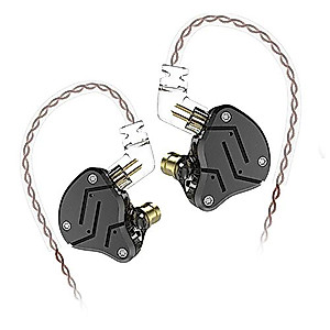 KZ ZSN Earphone in Ears Monitor with 1BA and 1DD, KZ High Fidelity in Ear Headphone Earbuds with 0.75mm 2 pin Cable, 1 Dynamic and 1 Balanced Armature Driver KZ Headphone (Black, NO Mic)