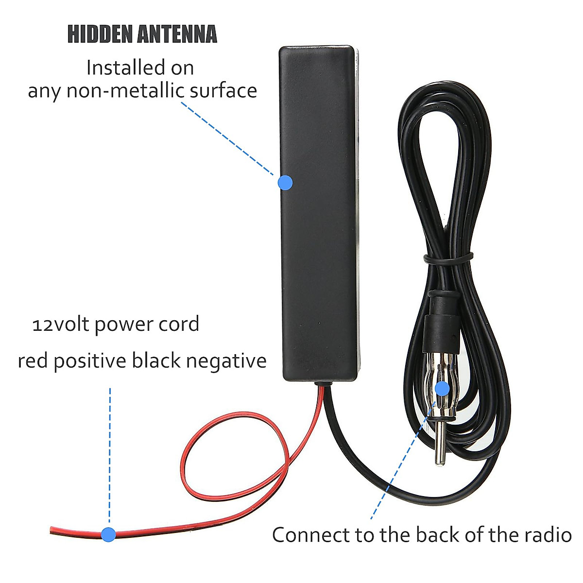 KSaAuto 12V Car Antenna Booster Stereo FM AM Radio Signal Amplifier Amp for Car Vehicle Truck SUV Boat Marine UTV RV Accessories FM Amplifier Audio Radio Stereo Media Head Unit Receiver