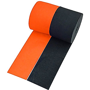 jiebor Halloween Streamers Orange and Black Crepe Paper Streamers for Halloween Party Home Classroom Office Door Wall Fireplace Decorations 9 Rolls 738 Feet