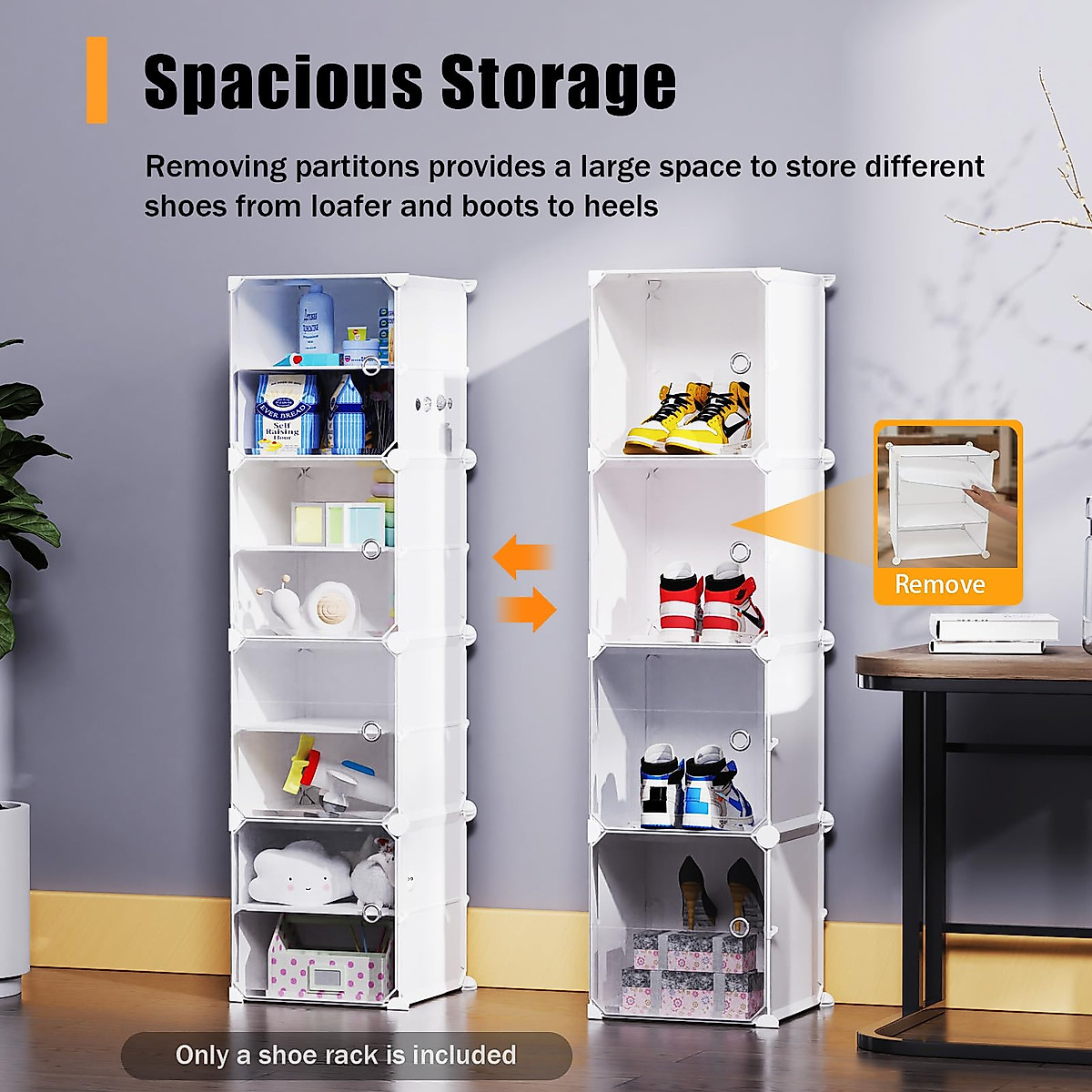 KONKENIE 12 Tiers Dust-proof Shoe Boxes 96 Pairs Modern Cube Storage Cabinet Rectangle Stackable Closet Shoe Box Storage Cabinet Organizer for DIY Home Bedroom Living Room Porch White (4 * 12)