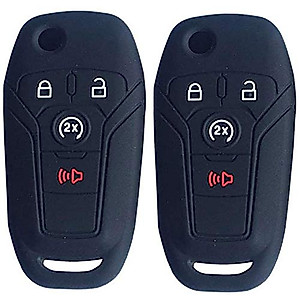 SOLIFEGOBLE 2pcs Car Remote Key Cover,Silicone Car Remote Key Fob Cover Case for Ford F-250 F-350 Fusion Fiesta Mustang Explorer Skin Jacket 4 Buttons