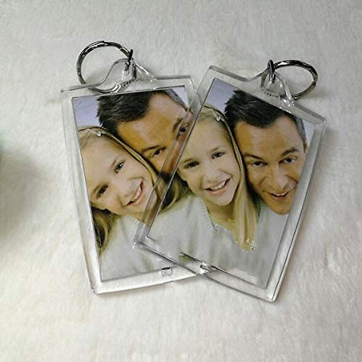 XUMIN 10PCS Transparent Acrylic Rectangle Blank Keychain Photo Frame Key Chains Key Ring Keyring Holder with Metal Rings for Key Accessory