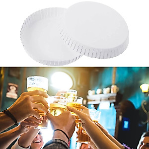 KISSHAKE 100 PCS Disposable Paper Cup Cover Hot Cup Lid Recycled Drinking Lid Coffee Cup Cover for Cafe Hotel KTV Bars, Paper Covers for Glassware, 3.35 Inches Diameter White Paper Cup Lids